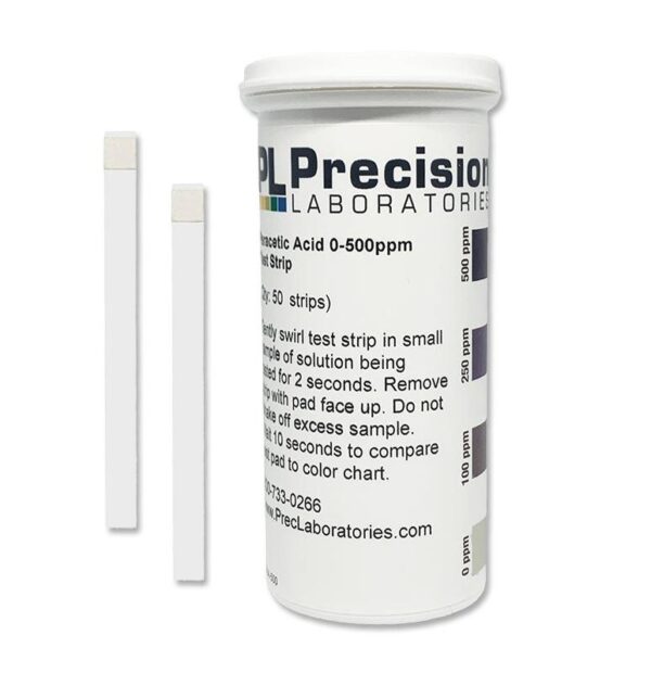 Pereddikesyre / Peracetic Acid strips, 0-500ppm - Food Diagnostics